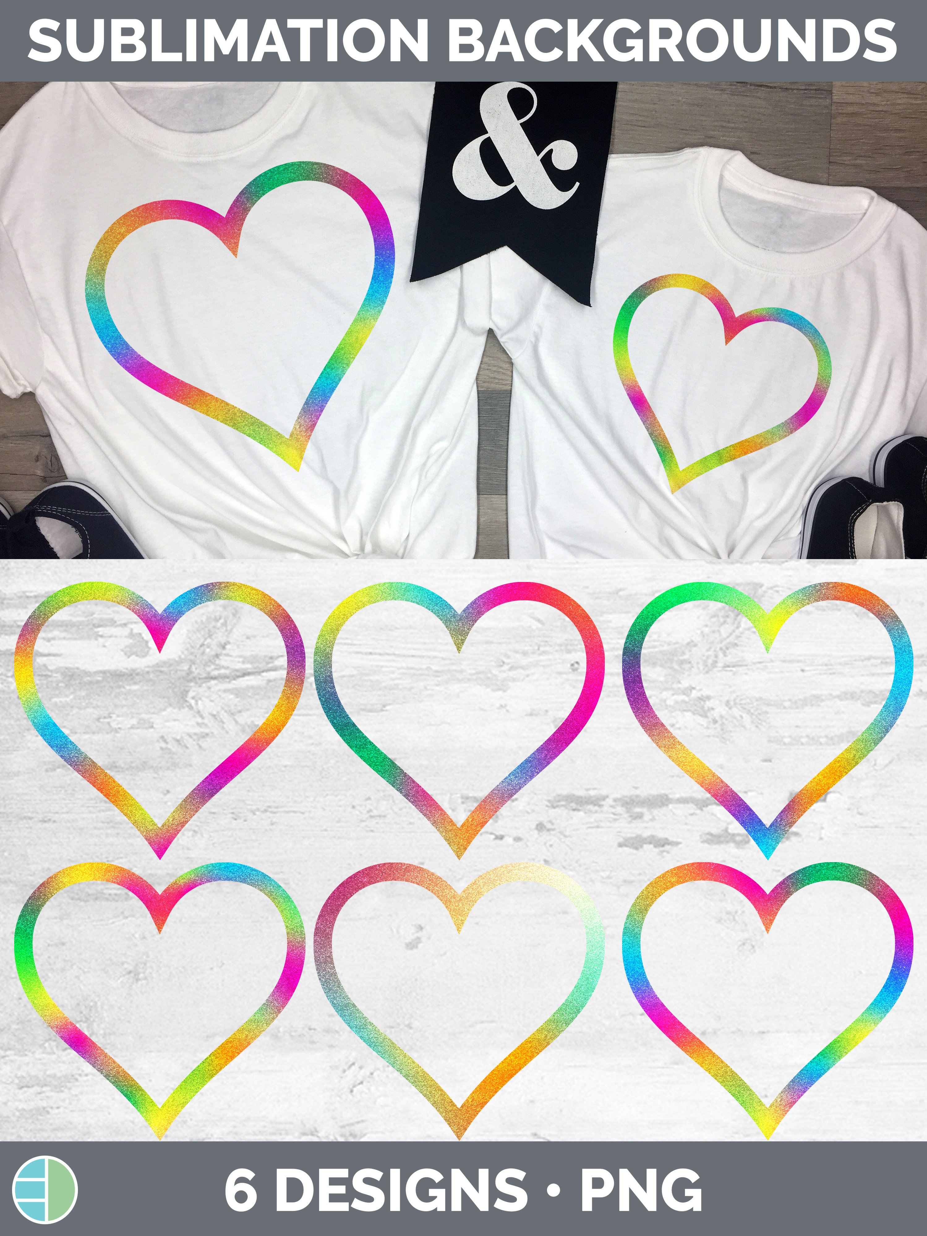 Rainbow Heart Frame Clipart | Sublimation Designs