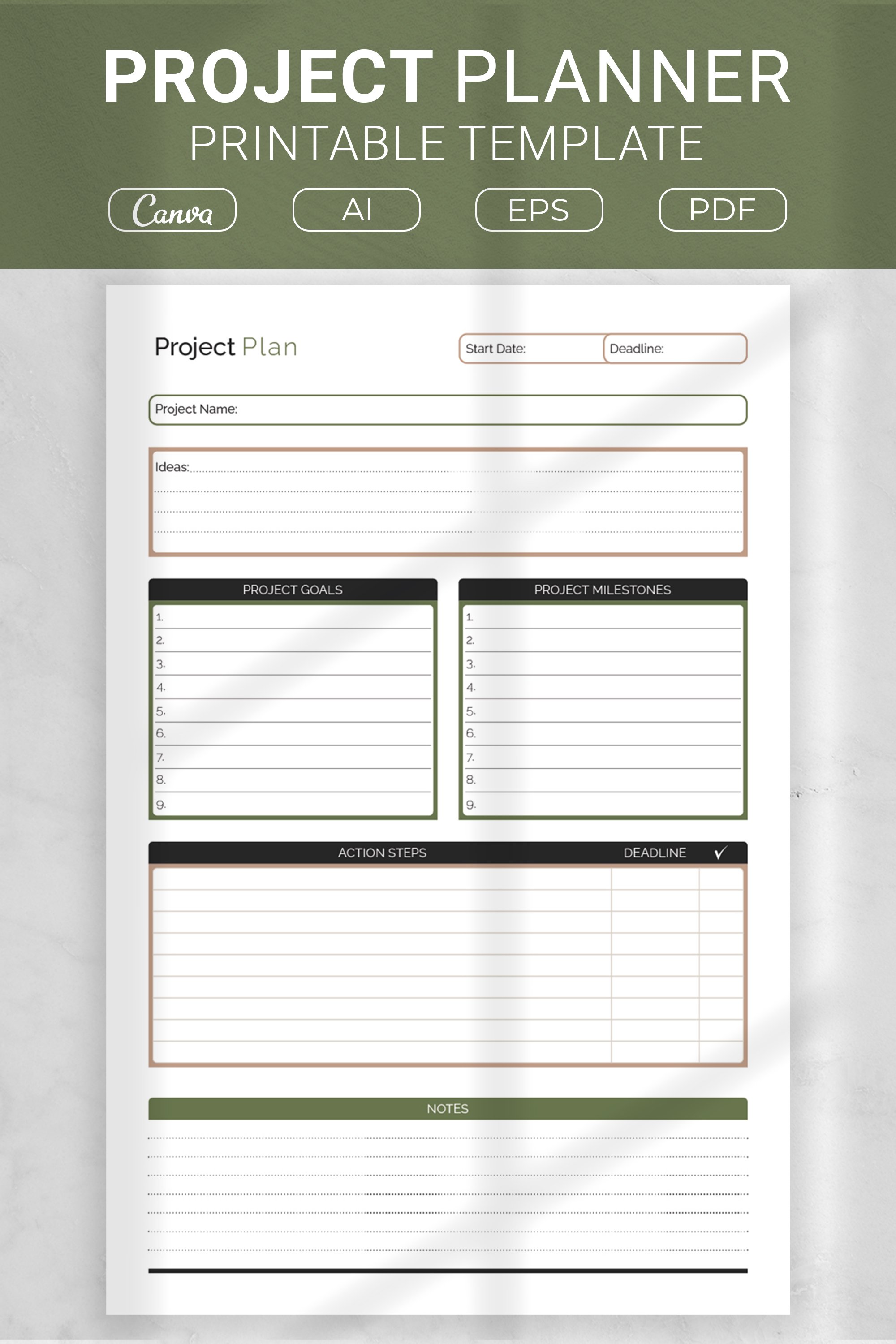 Project Draft Planner Printable Template