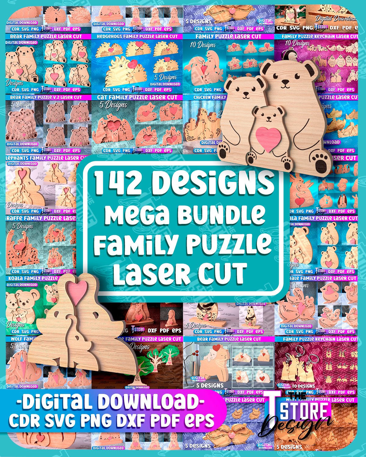 Family Puzzle Laser Cut Mega Bundle | Animals (4716810)