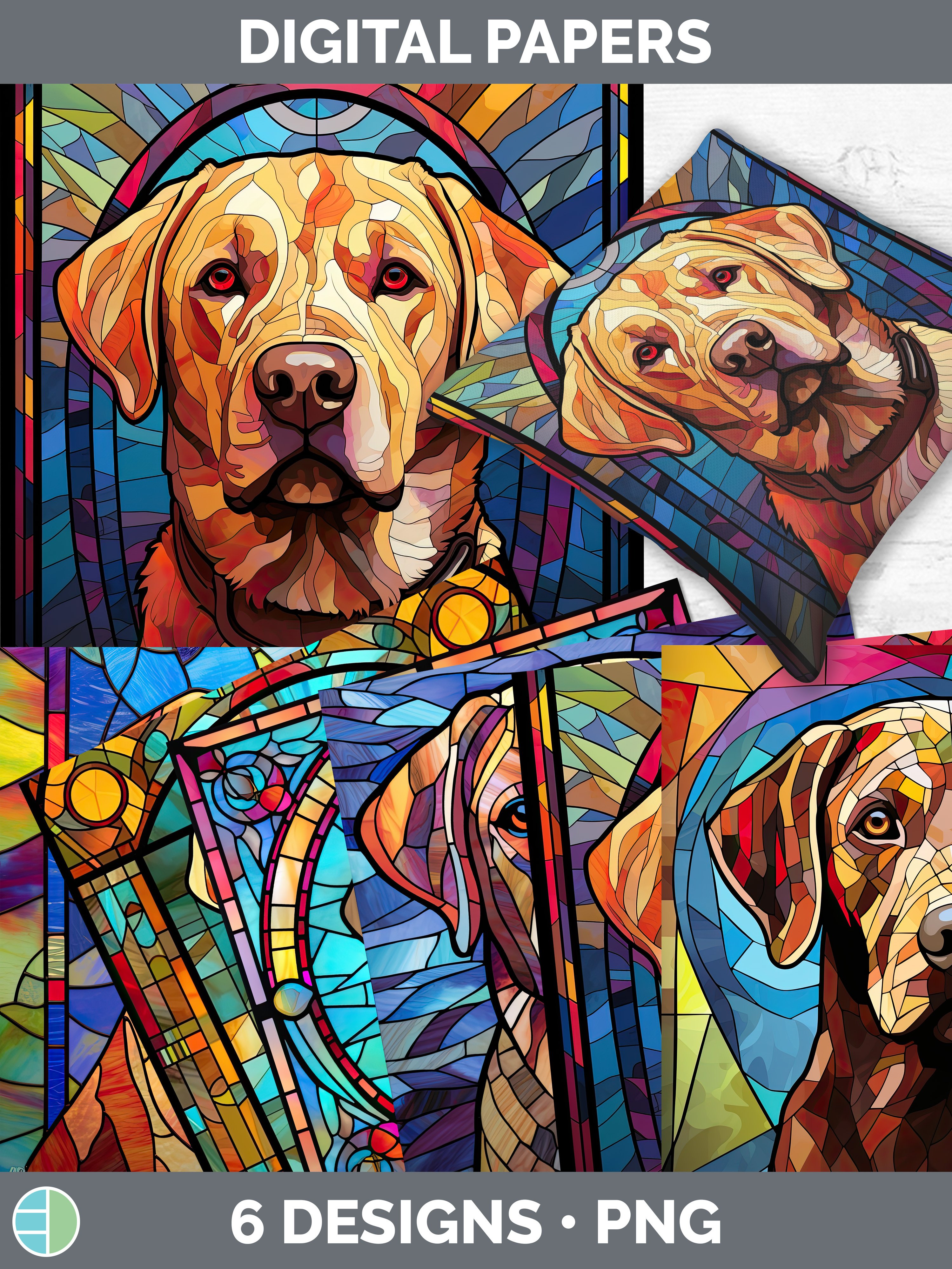 Stained Glass Labrador Retriever Dog Paper Backgrounds | Dig