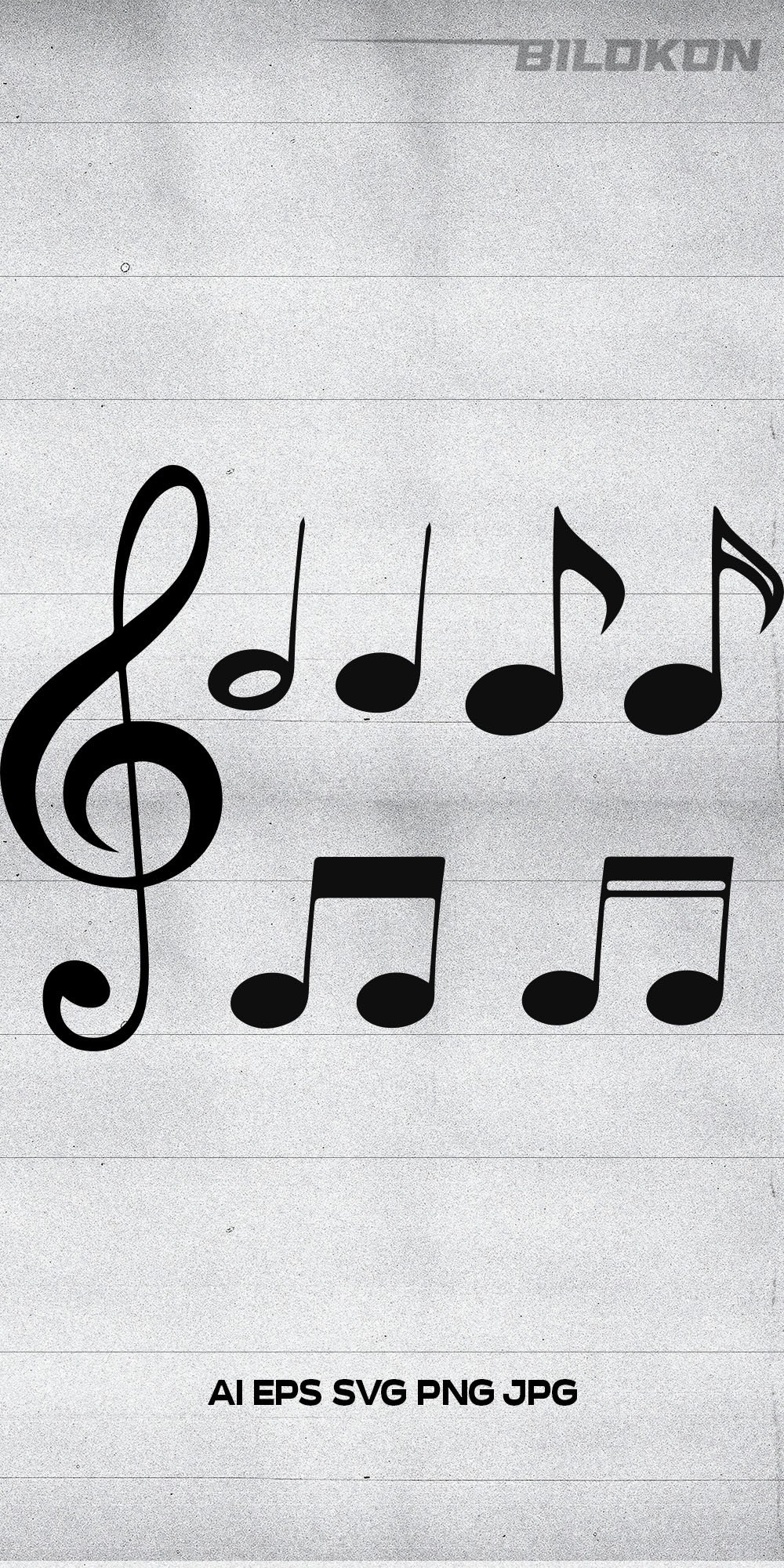 Music notes icon set, SVG Vector