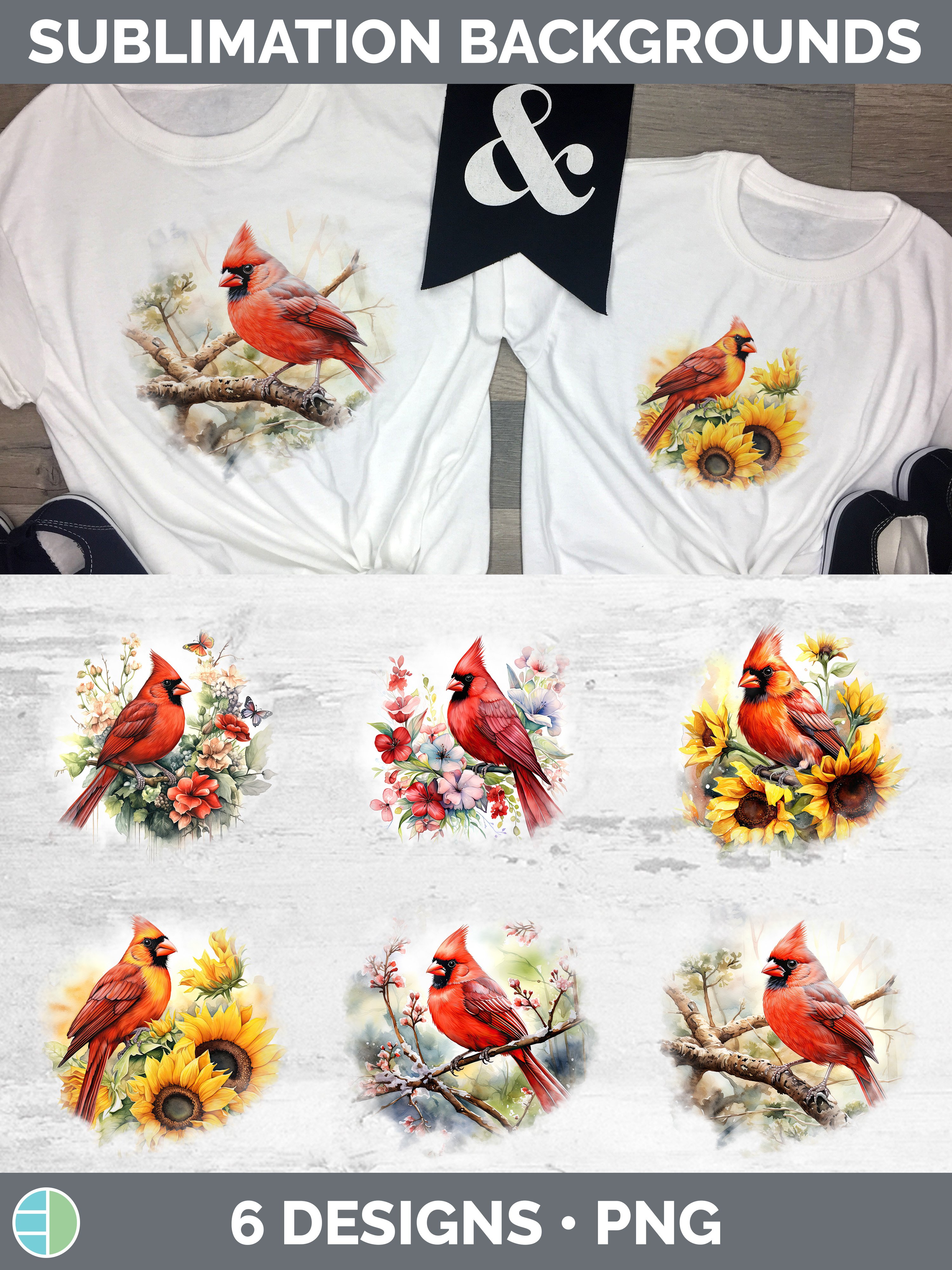 Pretty Cardinal Bird Grunge Background | Bundle Distressed B