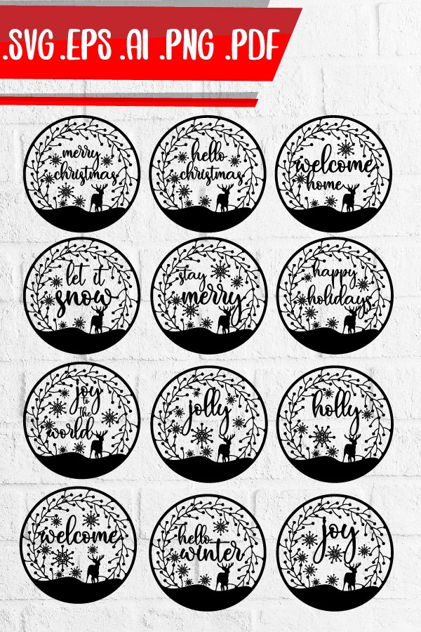 Christmas Text Rounded BUNDLE svg eps ai png pdf