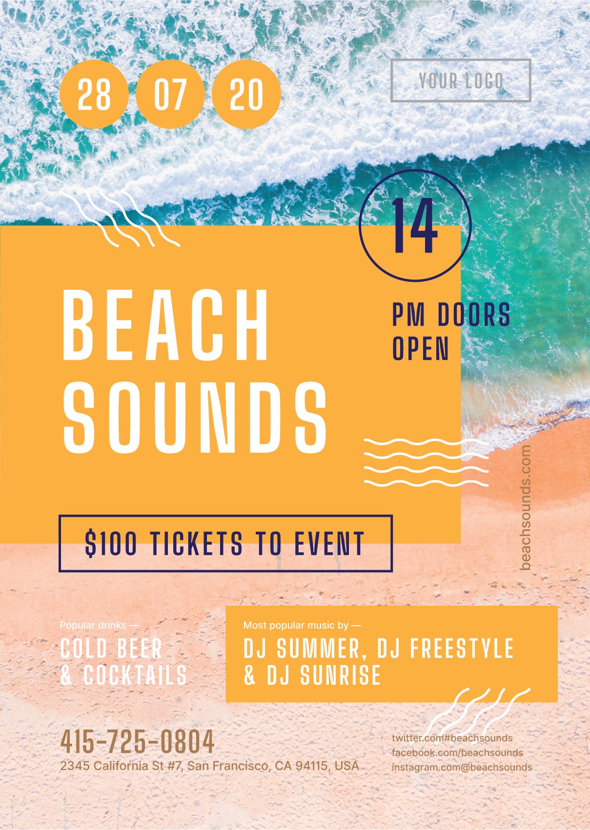 Beach Sounds Poster Template