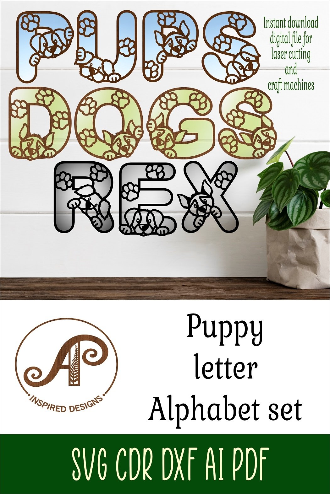 Dog/Puppy letters alphabet set. 78layered letters.