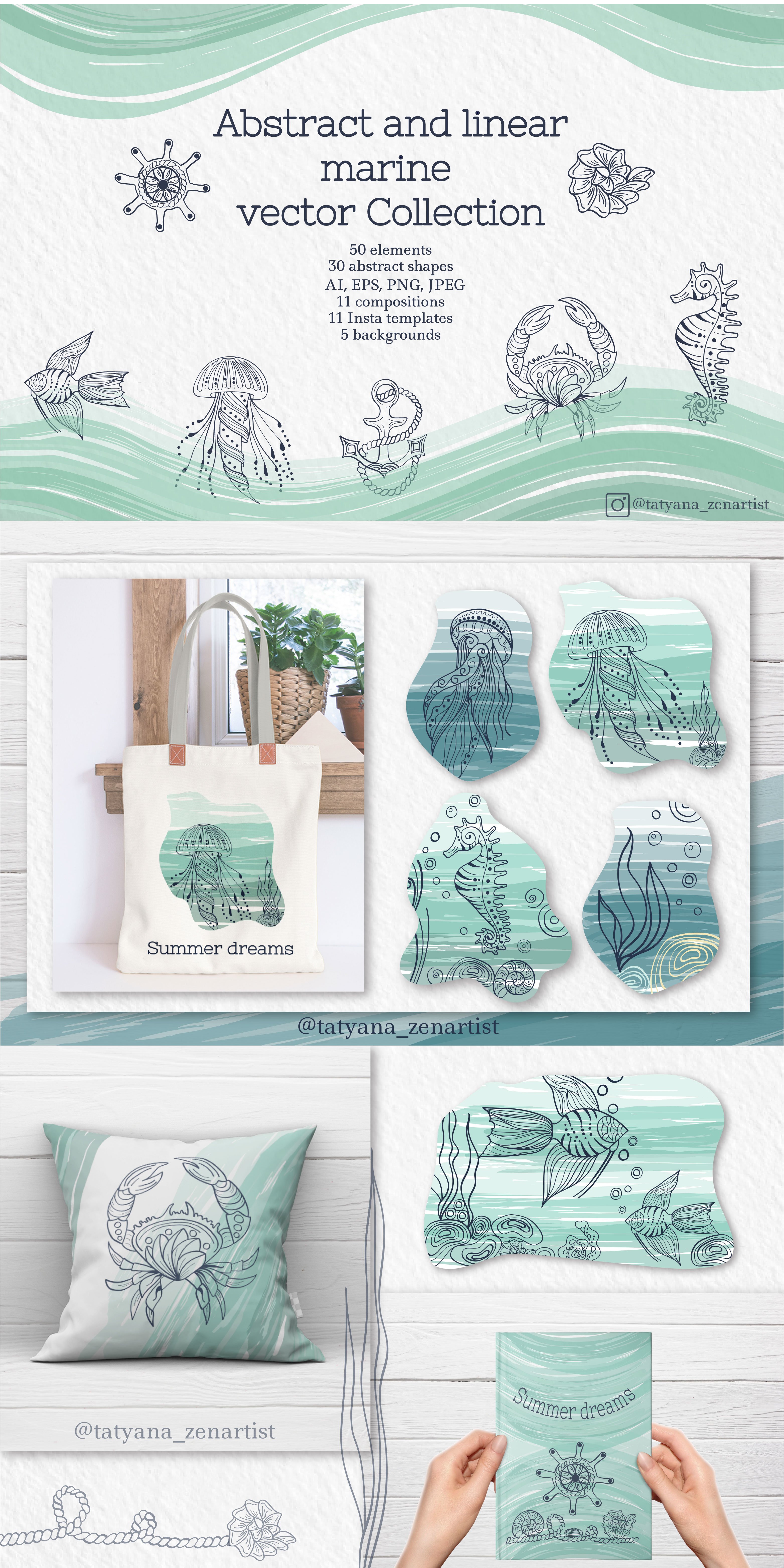 Abstract and linear marine vector Collection (536895)