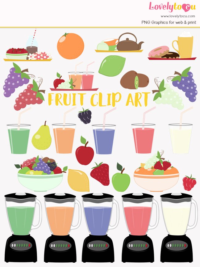 Fruit smoothie clipart set