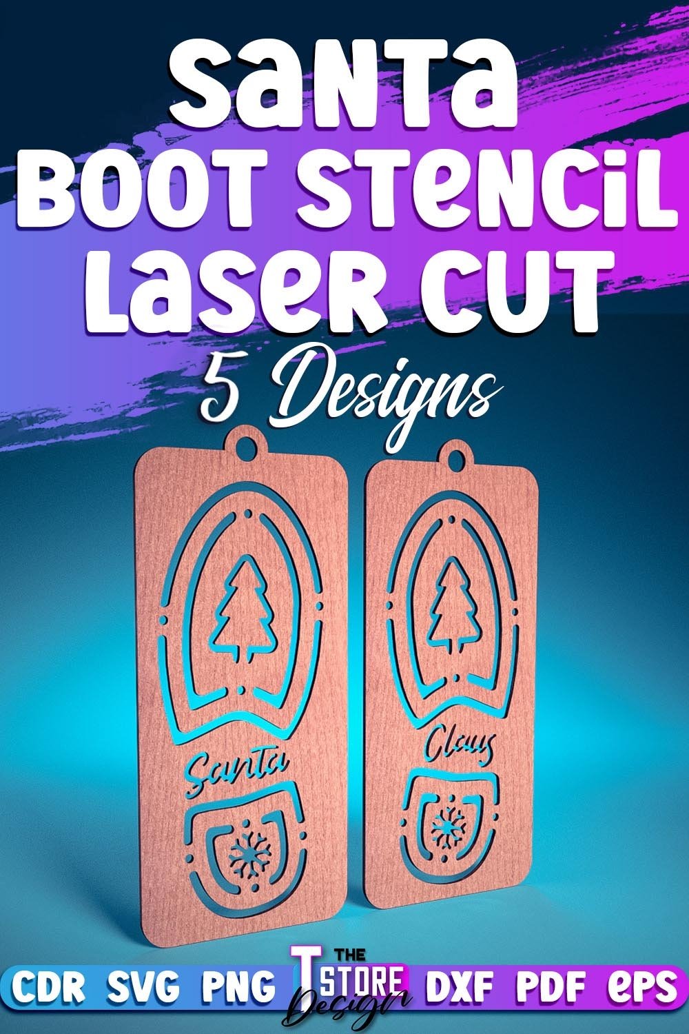 Santa Boot Stencil Laser Cut SVG | Christmas Laser (2669886)