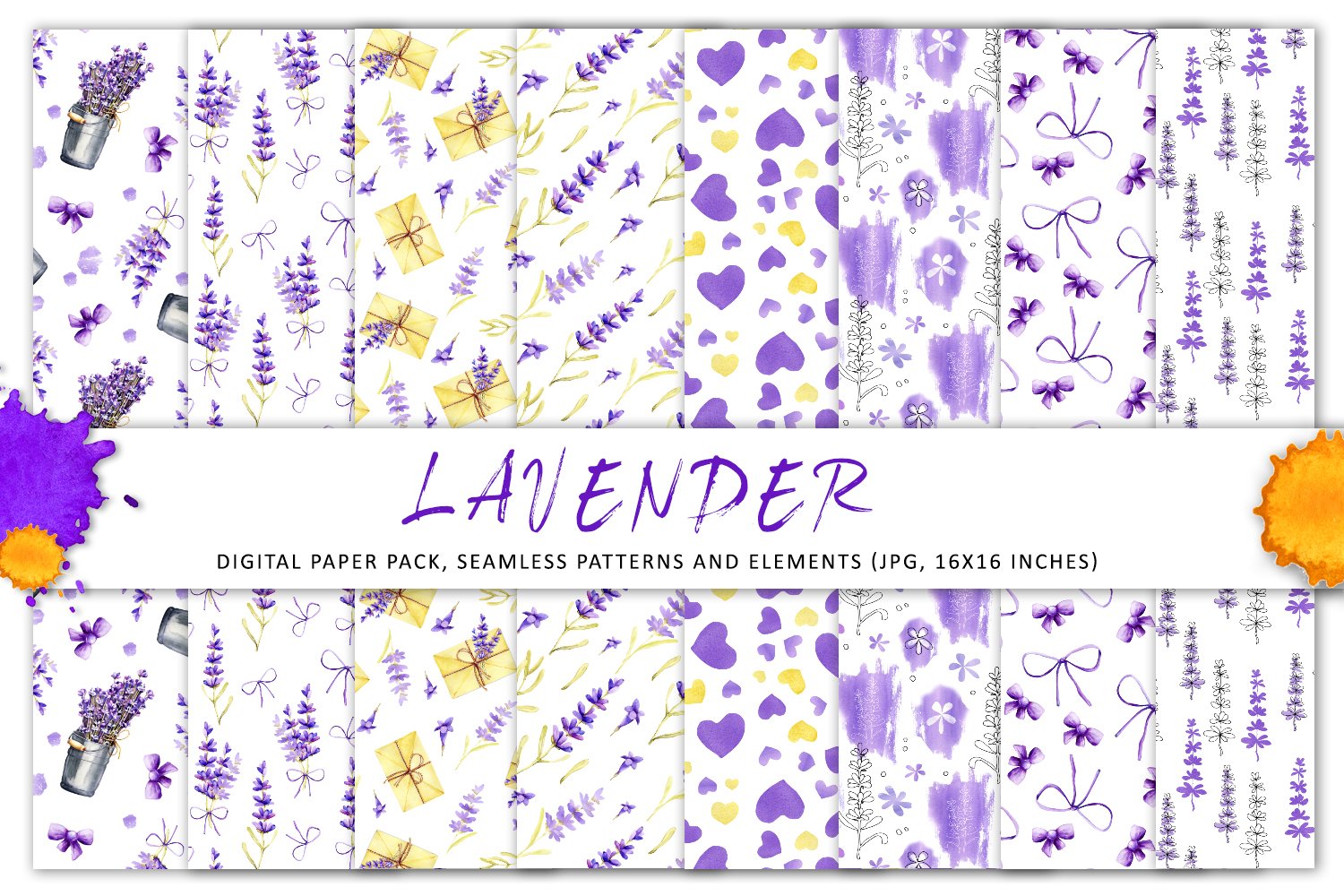 Lavender flowers. Digital paper, seamless pattern, (573010)