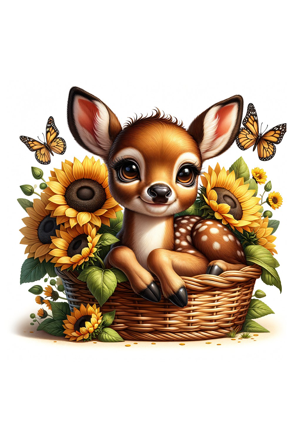 Cute Deer with Sunflowers JPG File (3550559)