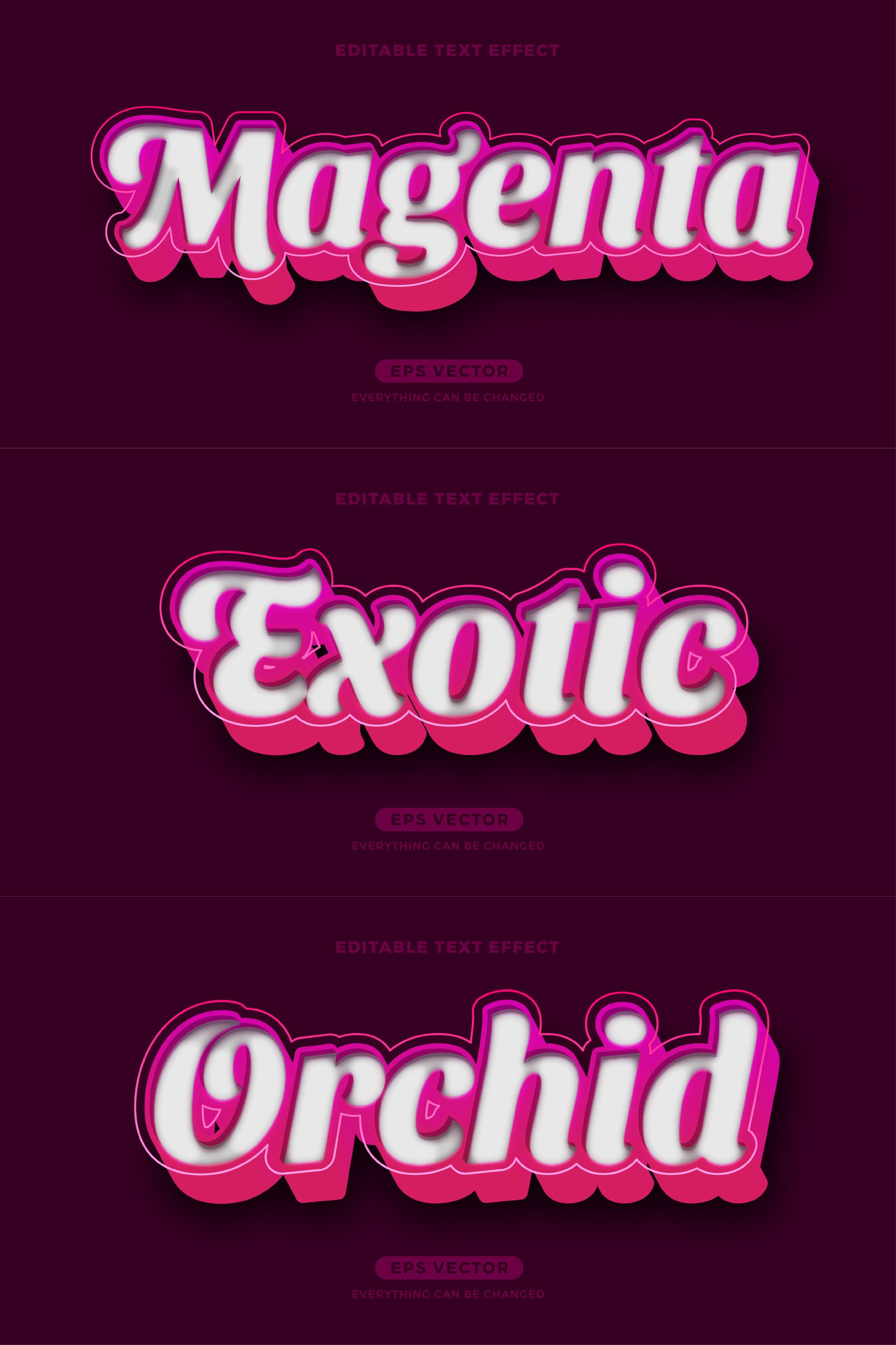 Magenta editable text effect style vector