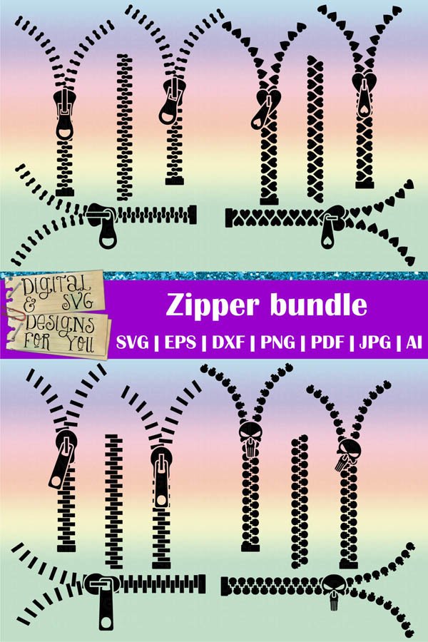 Zipper bundle svg | Mask zipper cutfile | Sewing zipper svg