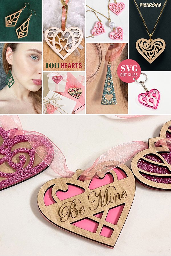100 Heart Ornaments SVG Cut Files Bundle