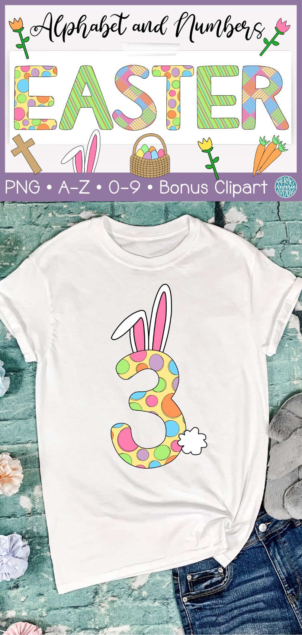 Easter Letters and Numbers with Clipart