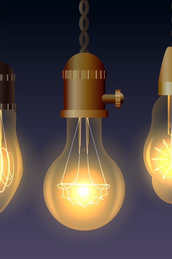 Hanging retro light bulbs