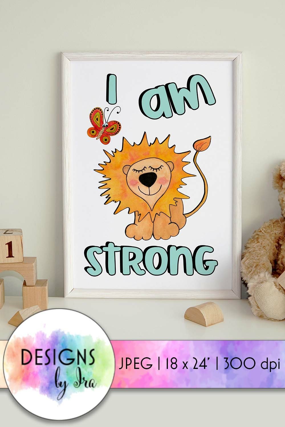 Nursery Print, Positive Affirmation, I am strong