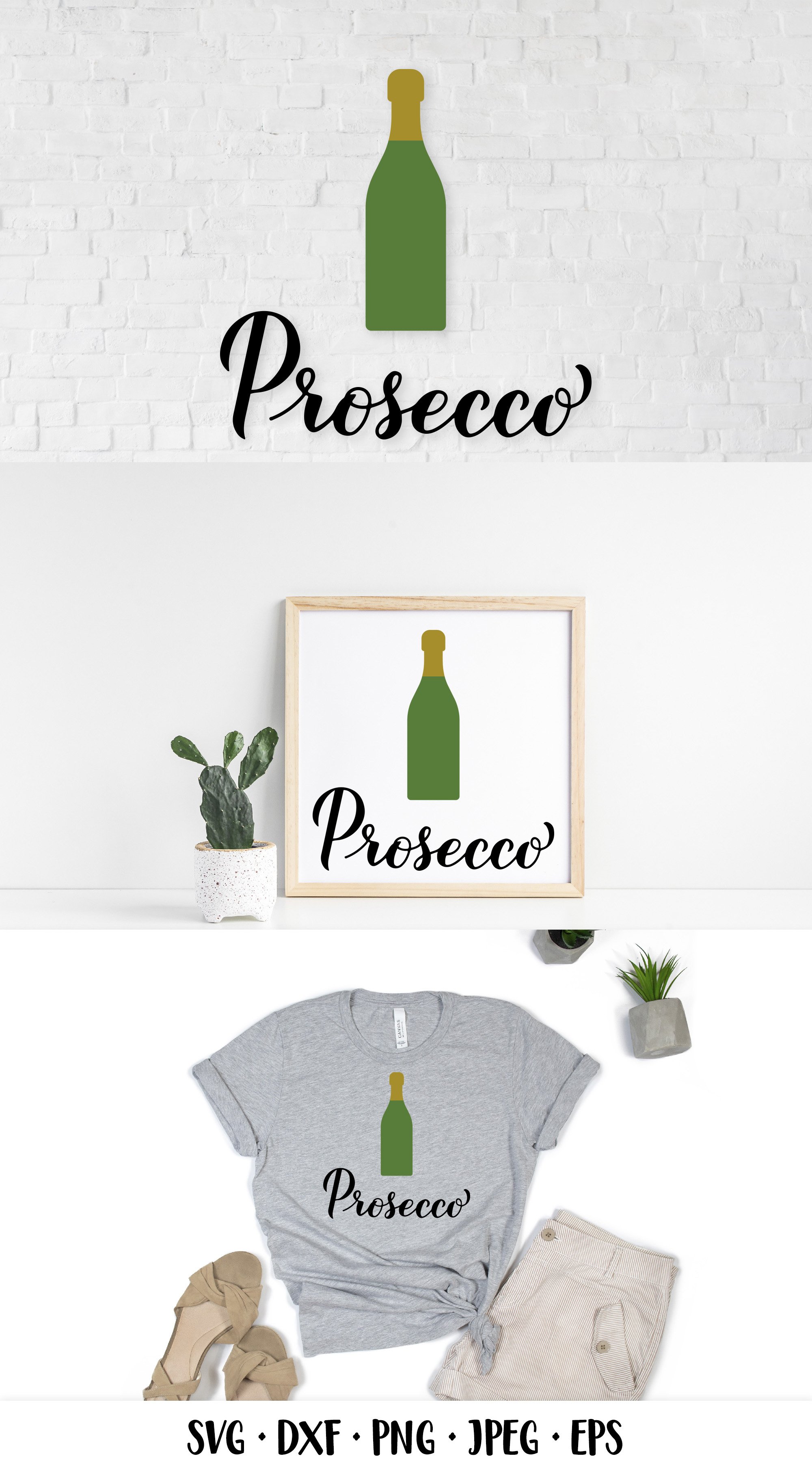 Prosecco SVG Alcohol SVG. Bottle of champagne SVG cut file