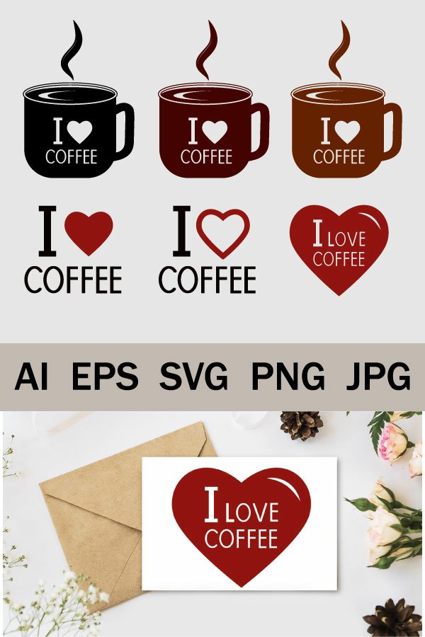 I love coffee text bundle SVG