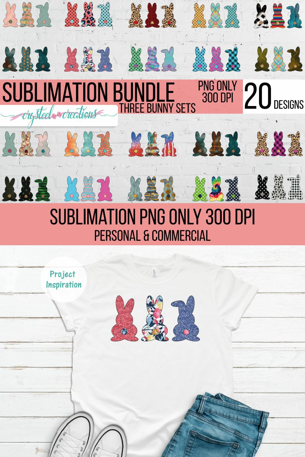 Sublimation Rabbit Bundle 300dpi PNG files
