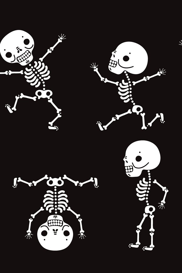 Dancing skeletons. Cute halloween skeleton dancers, funny ho
