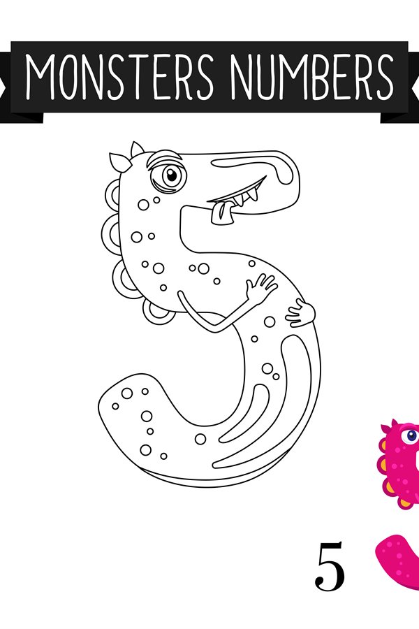Coloring page monster number 5