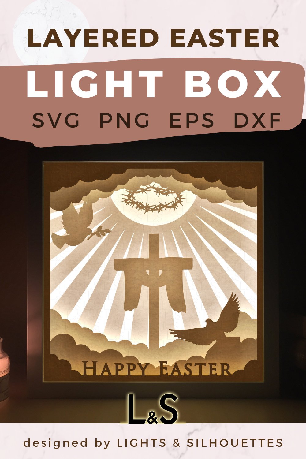 Easter Shadow Box SVG | Christian Lightbox Template
