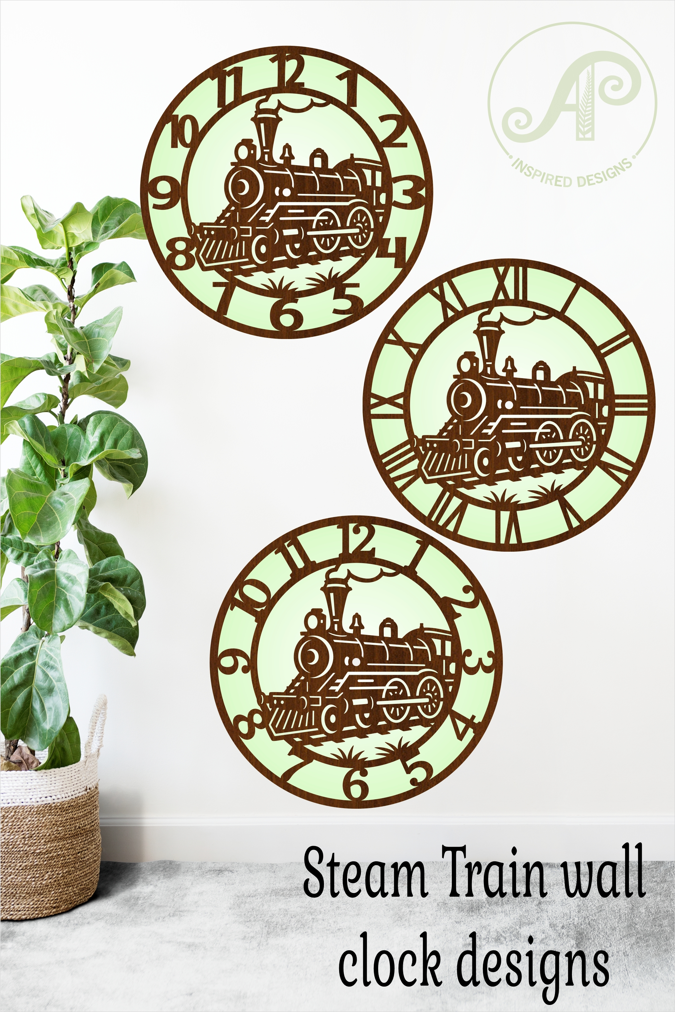 Steam Train clocks wall clock laser cut files