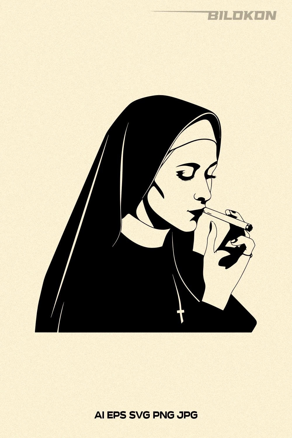 Nun Smoking, Bad Nun SVG Vector