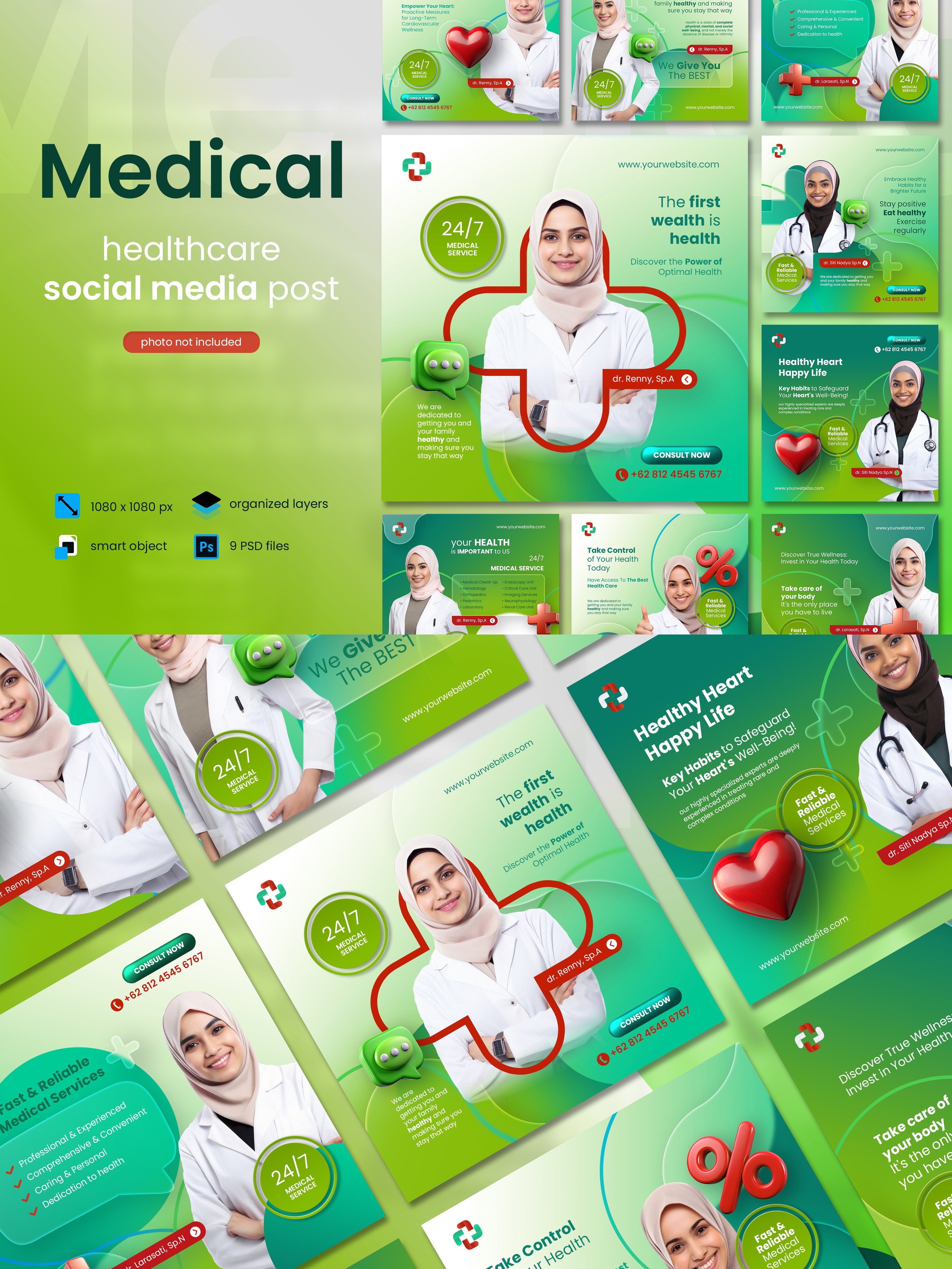Medical and healthcare square banner template design