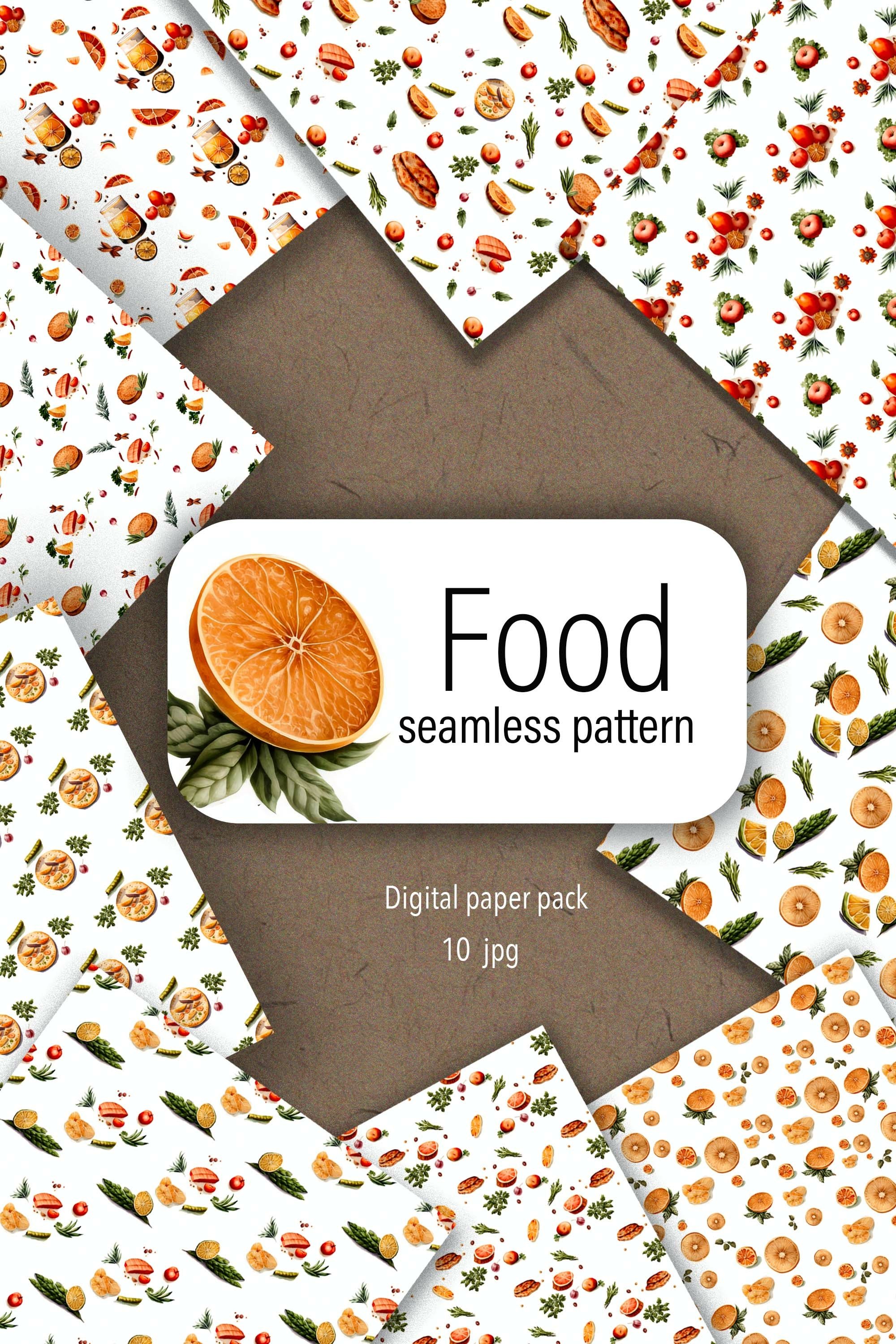 Food digital paper, Orange seamless pattern