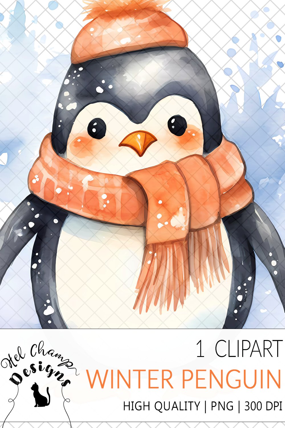 Winter penguin orange scarf transparent clipart