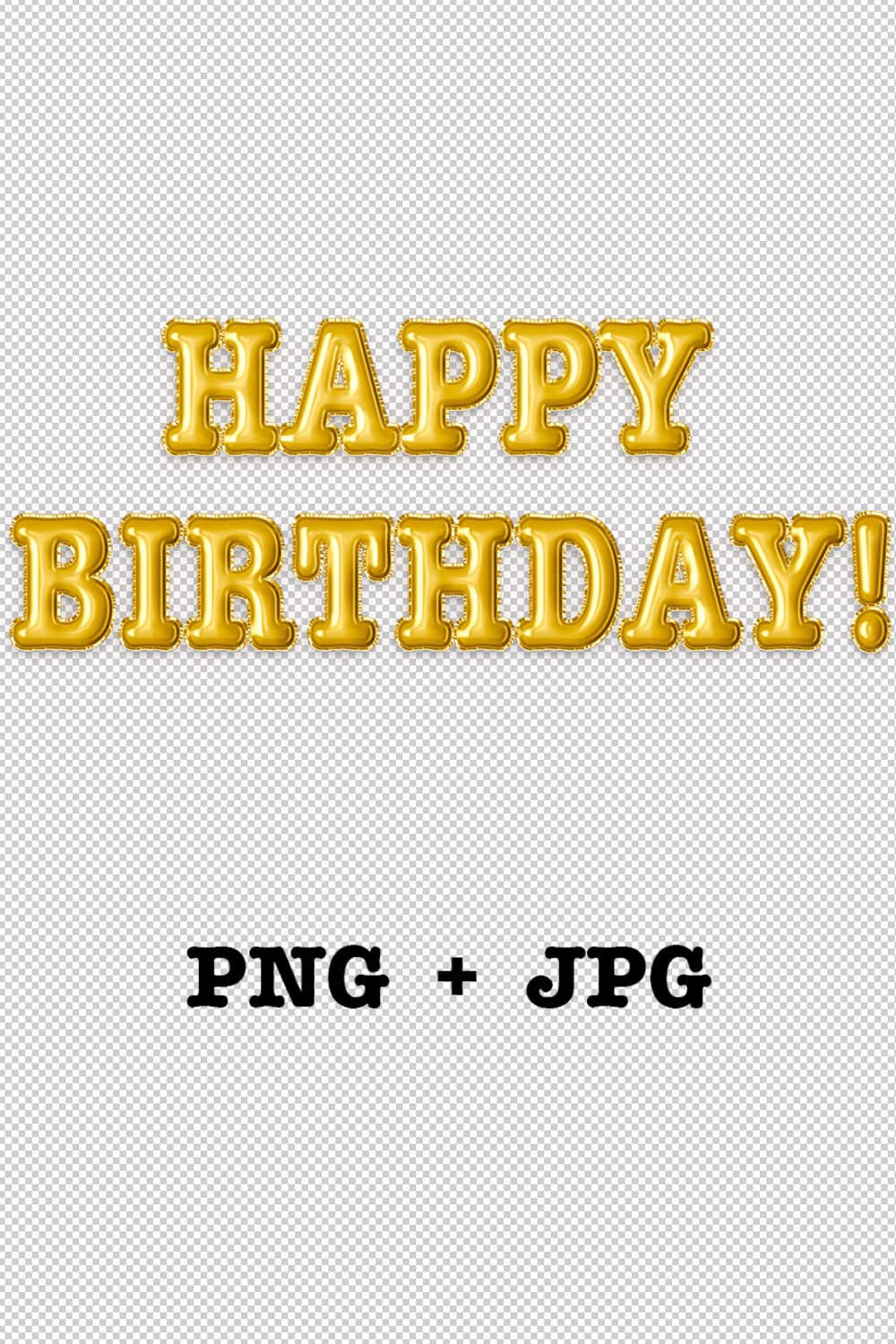 Happy Birthday! Golden foil balloons PNG JPG