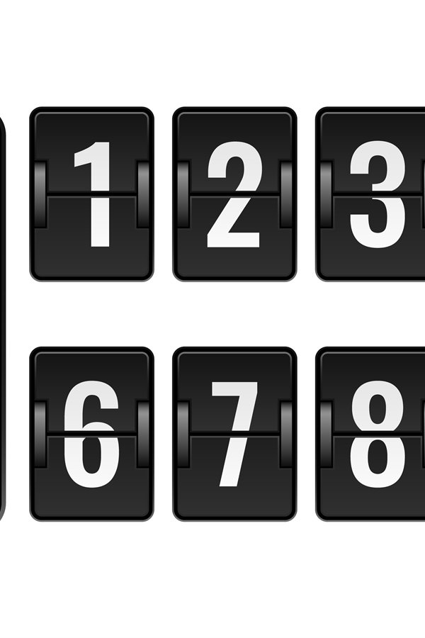 Scoreboard mechanical. Numbers for counter. Flipping watch p