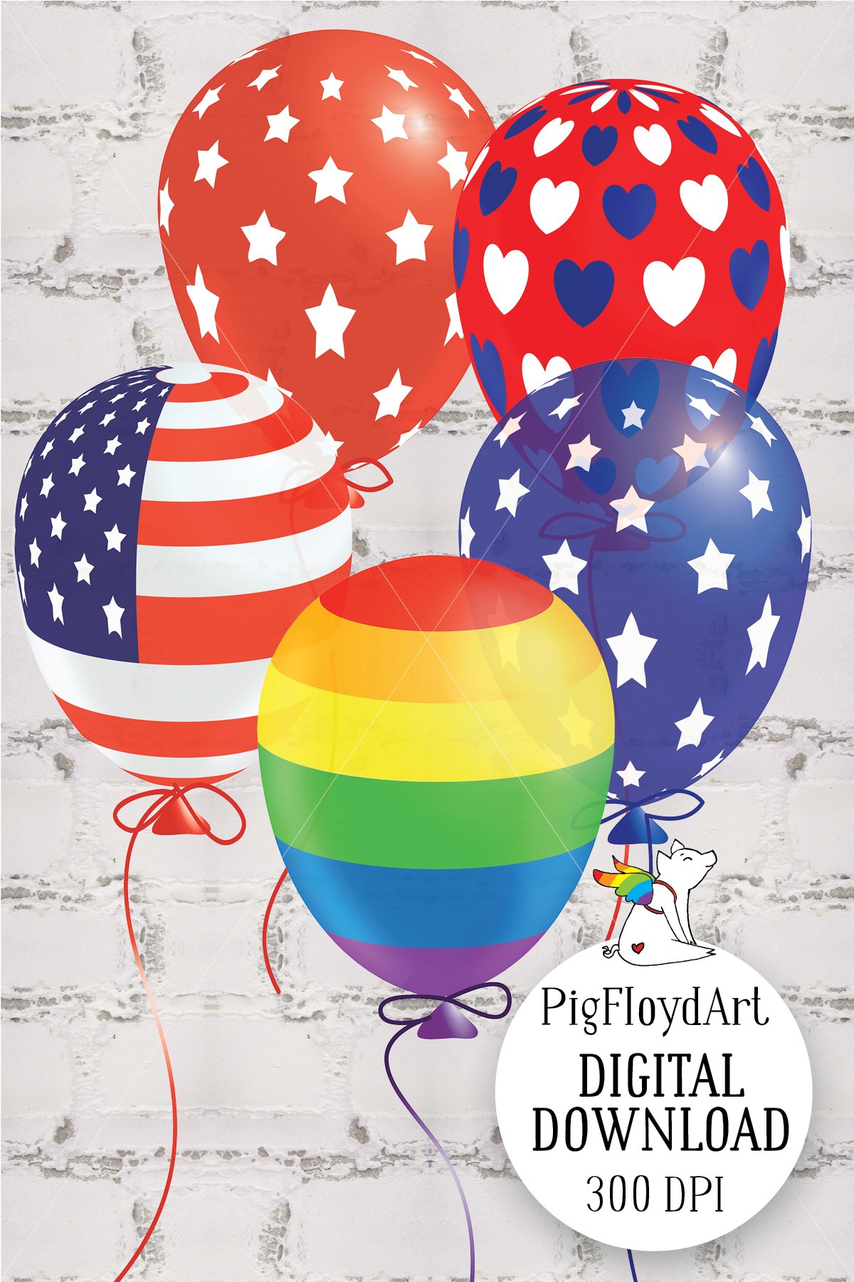 4th of July Clipart - Independence Day - Patriotic - Balloon