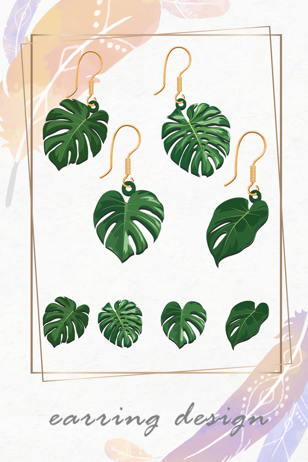 Monstera earring svg ,Tropical Leaves svg Glowforge svg