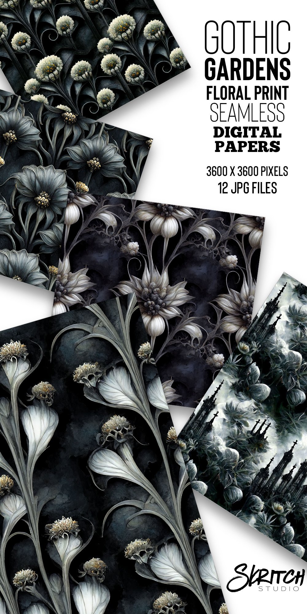 Gothic Gardens Seamless Halloween Patterns