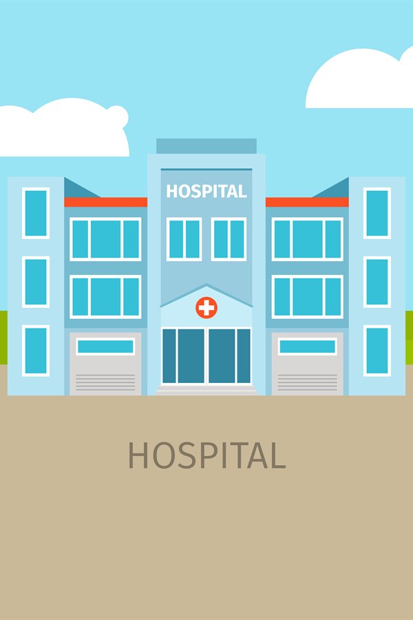 Colored medical hospital building