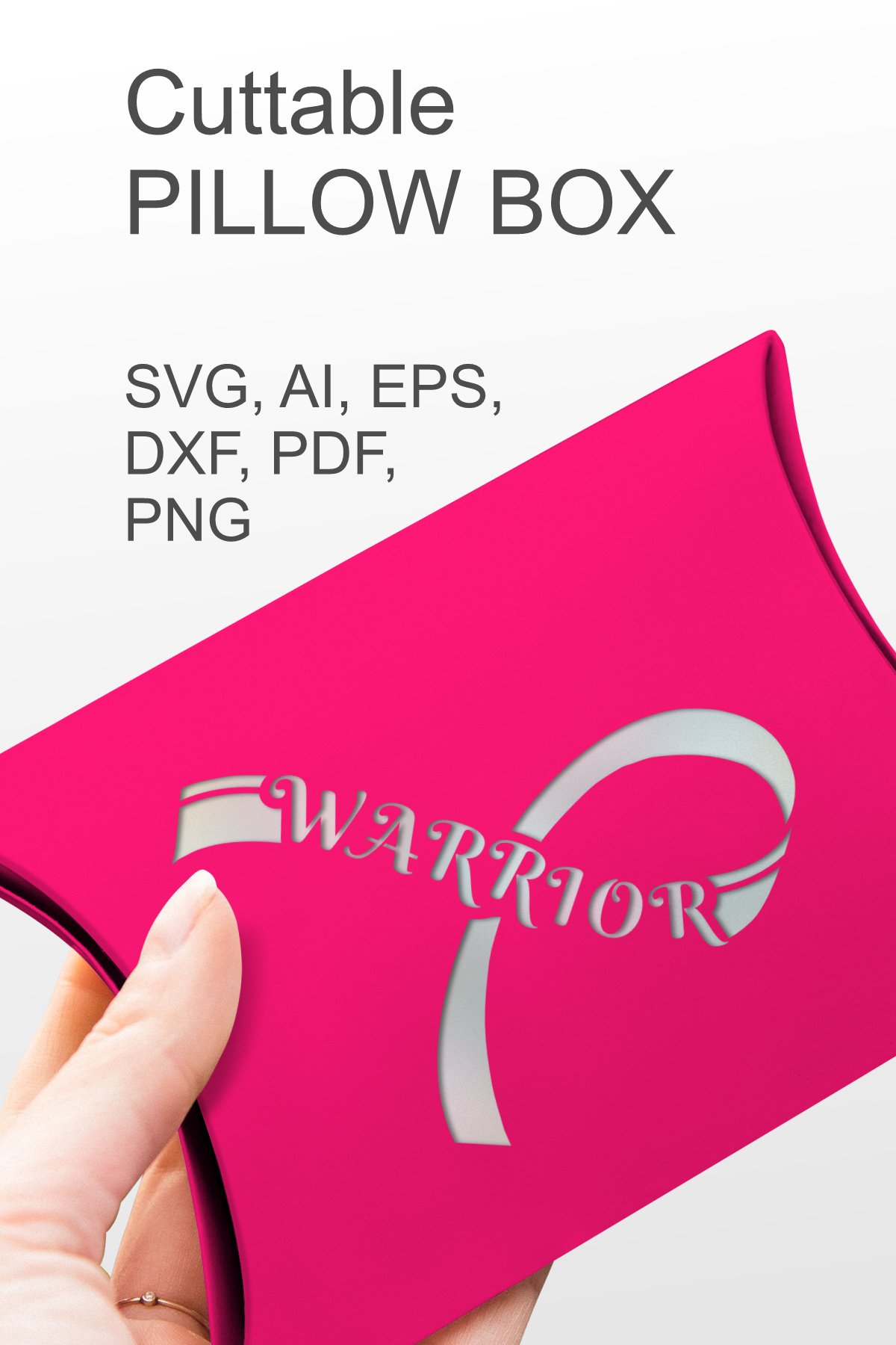 WARRIOR Cancer Awareness Ribbon Pillow Favor Box Paper Cut