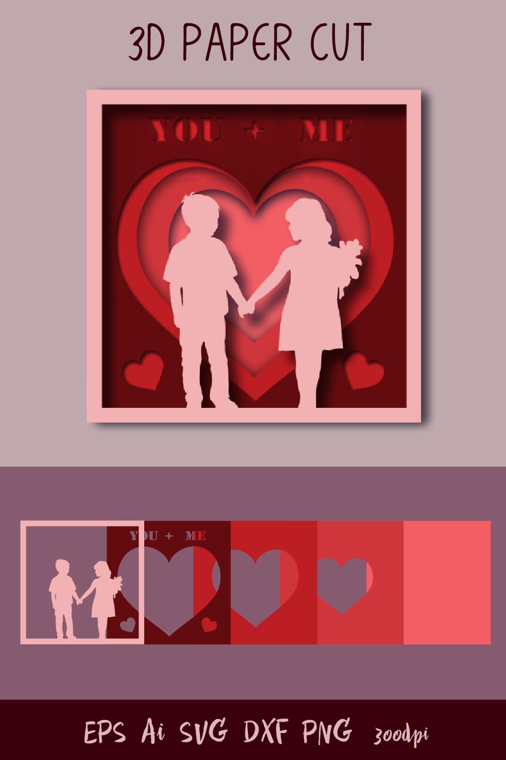 Layered card 01. Love. Cut SVG file