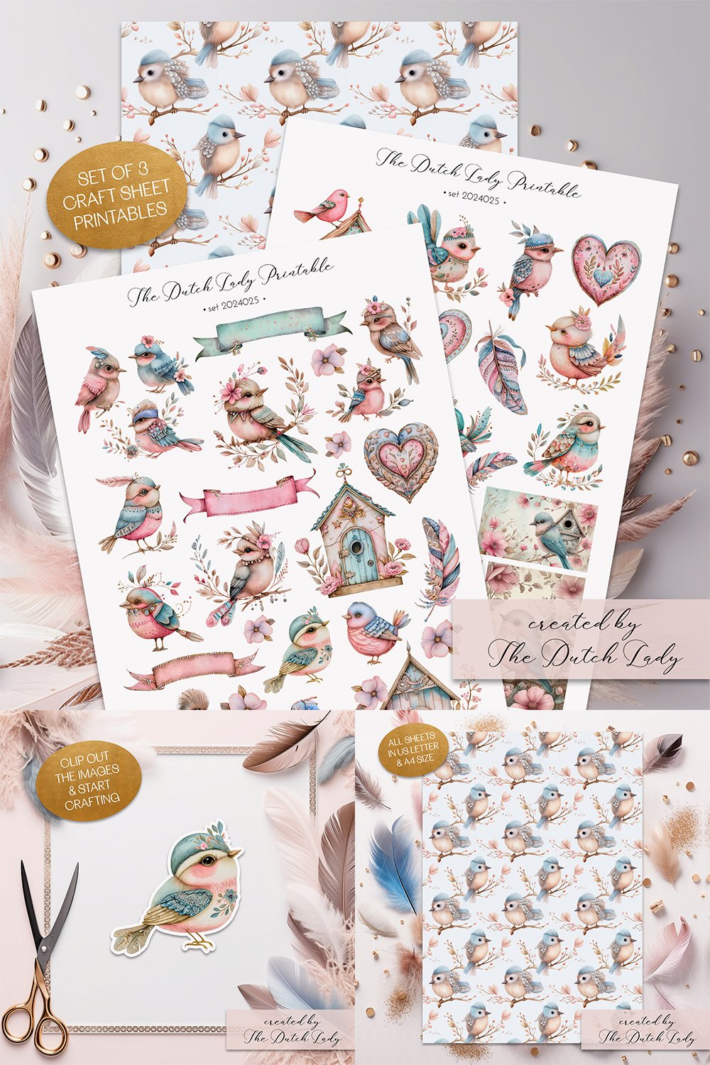 Bohemian Birds Craft Sheet Set