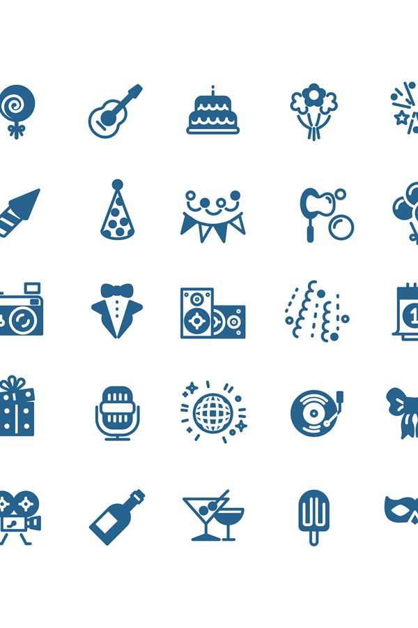 Party fun wedding celebration vector icons