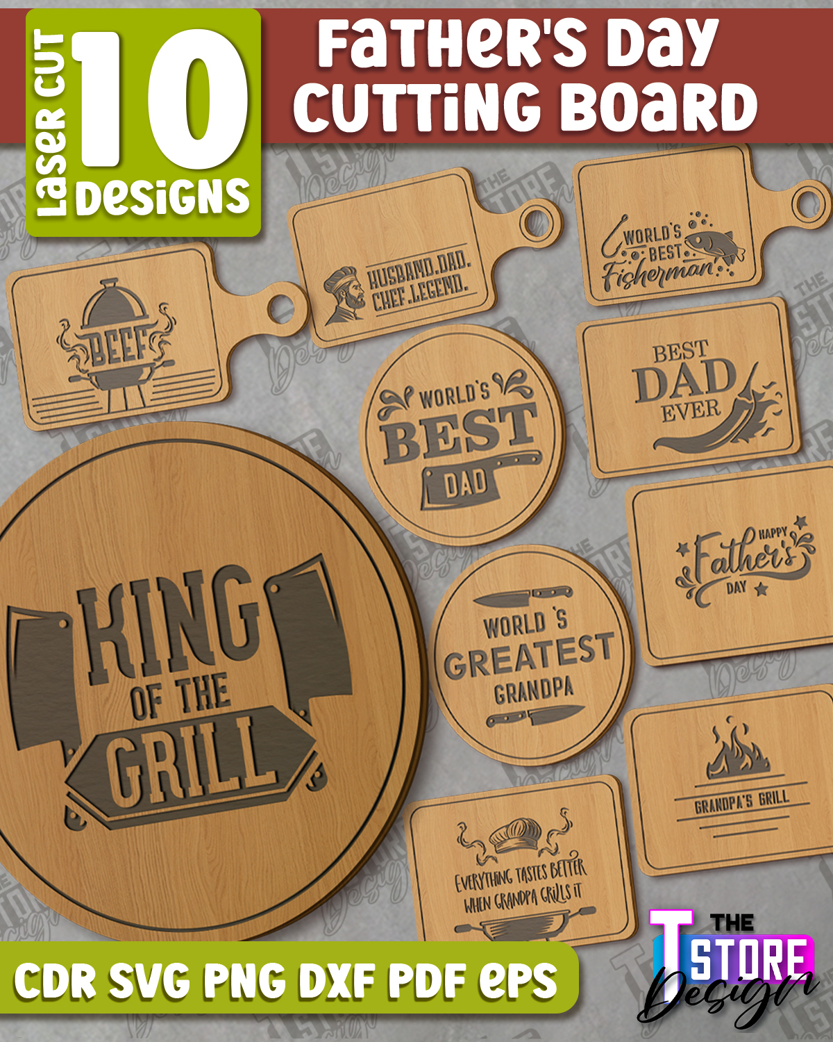 Father's Day Cutting Boards Laser Cut Bundle, Gift for Dad