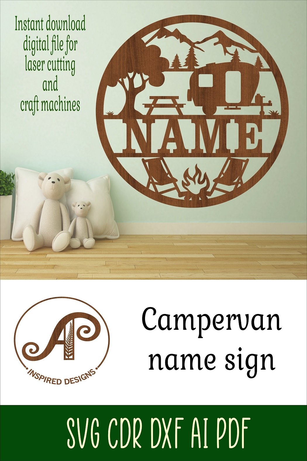 Caravan/ camper name sign svg laser cut template