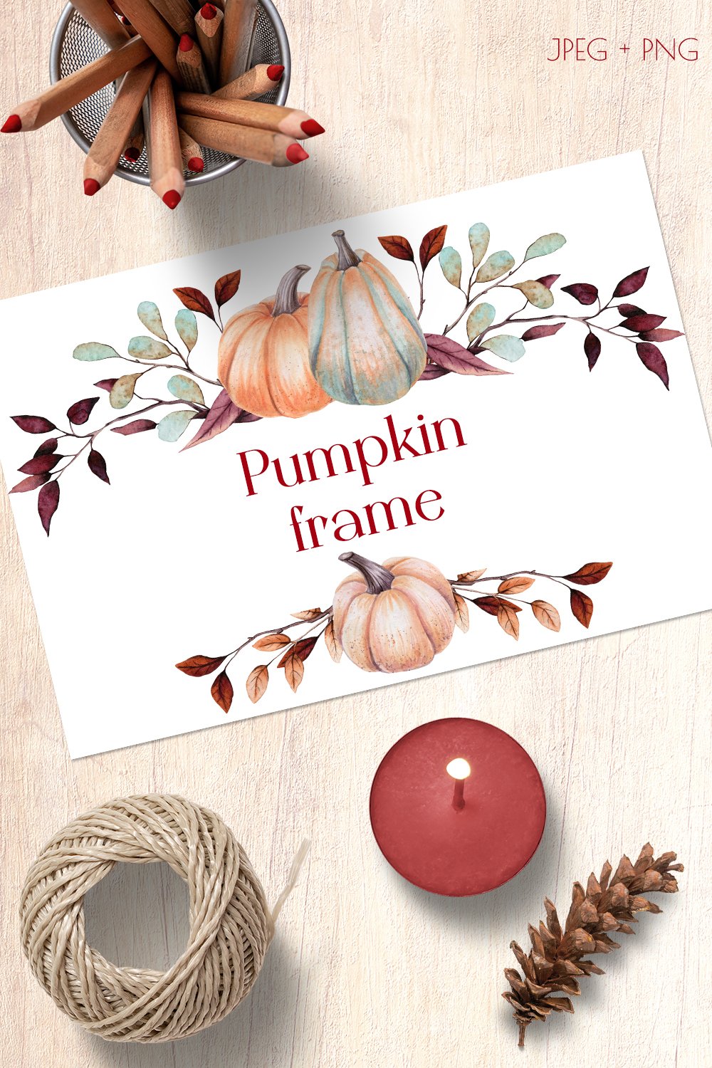 Pumpkins Frame watercolor PNG