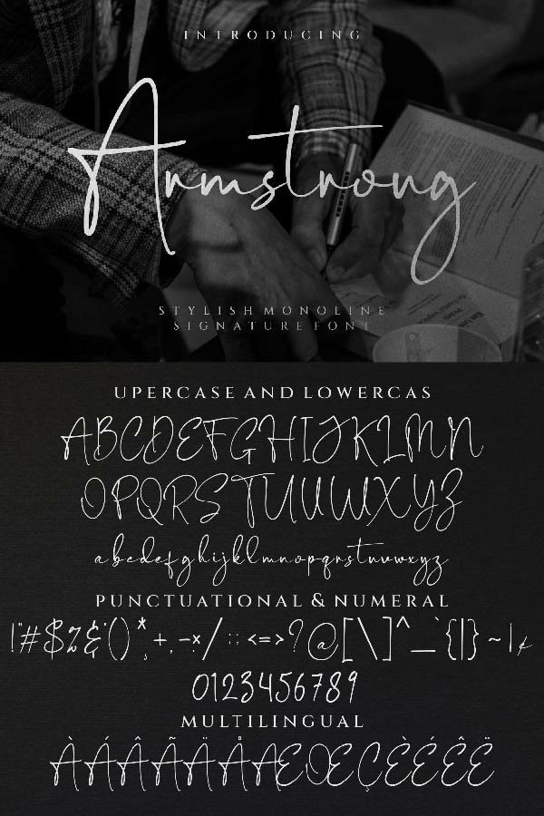 Armstrong Font, Signature Font, Calligraphy, Handwritten