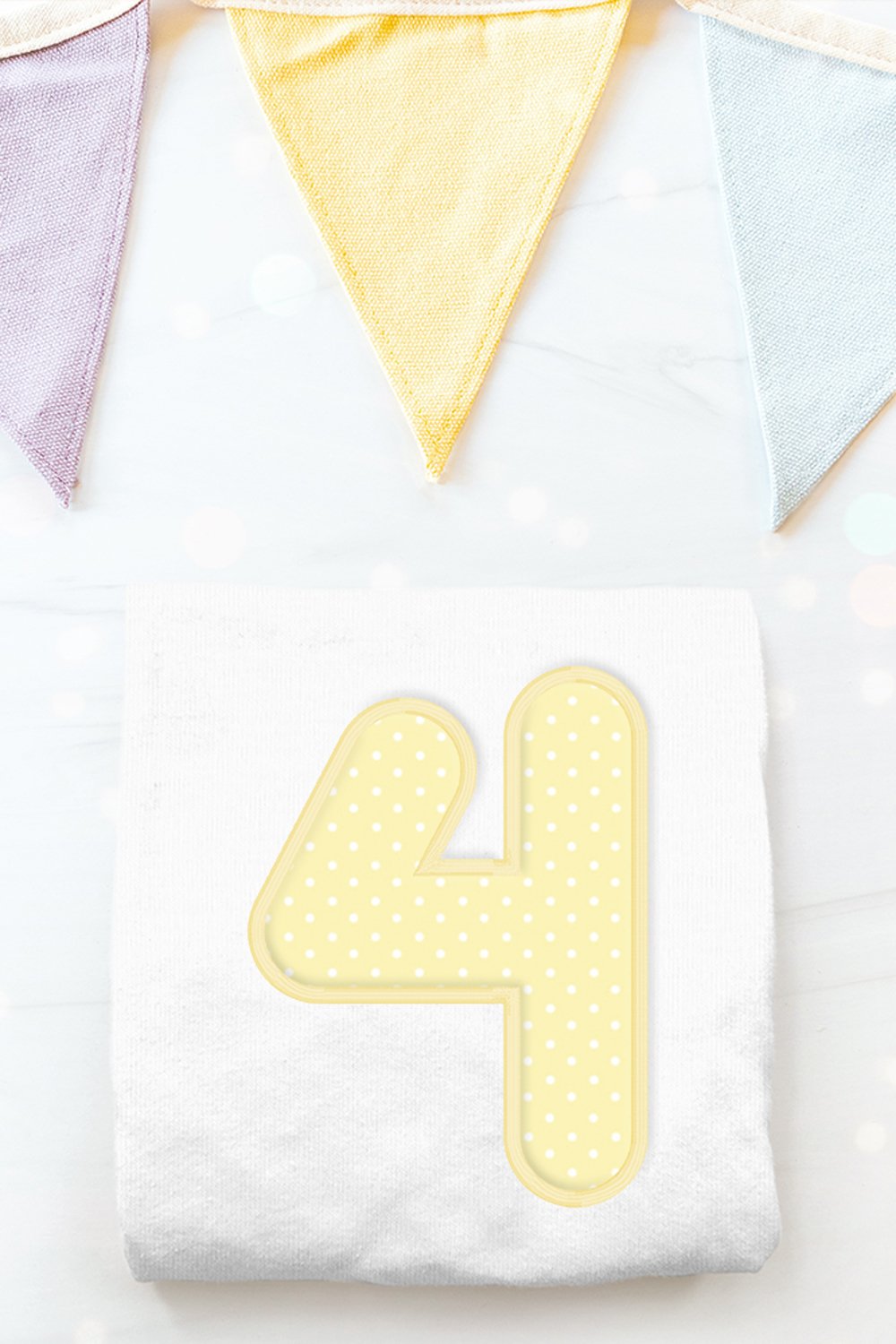 Cute Round Number 4 Applique Embroidery File