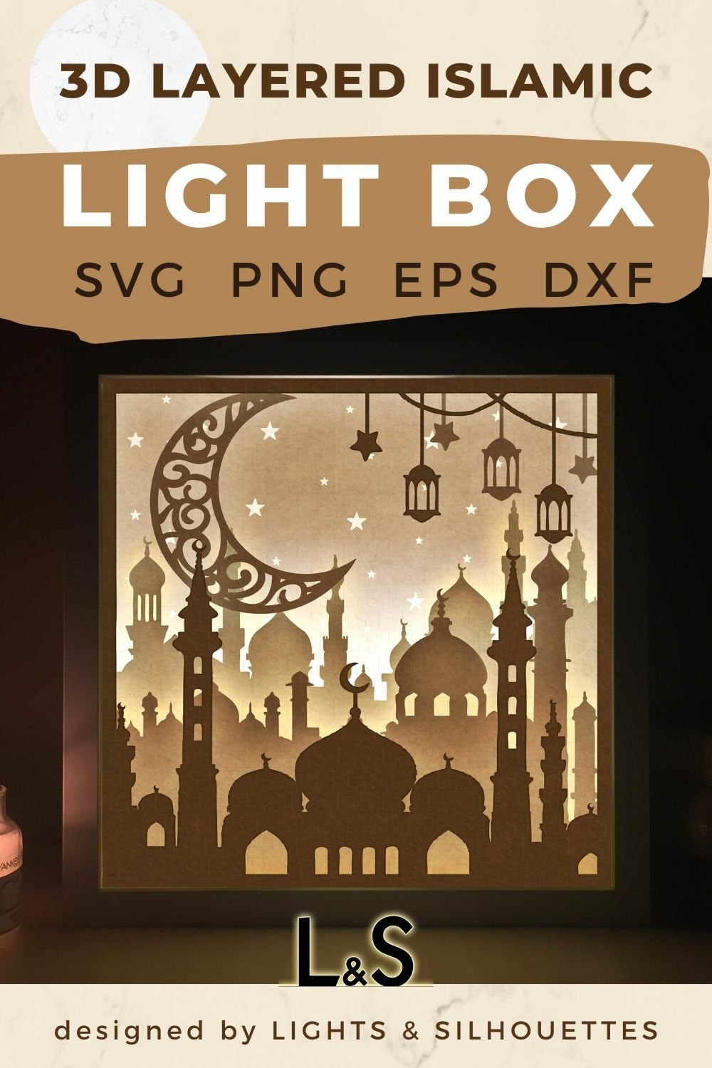 Islamic Shadow Box svg File | 3D Ramadan Light Box Template