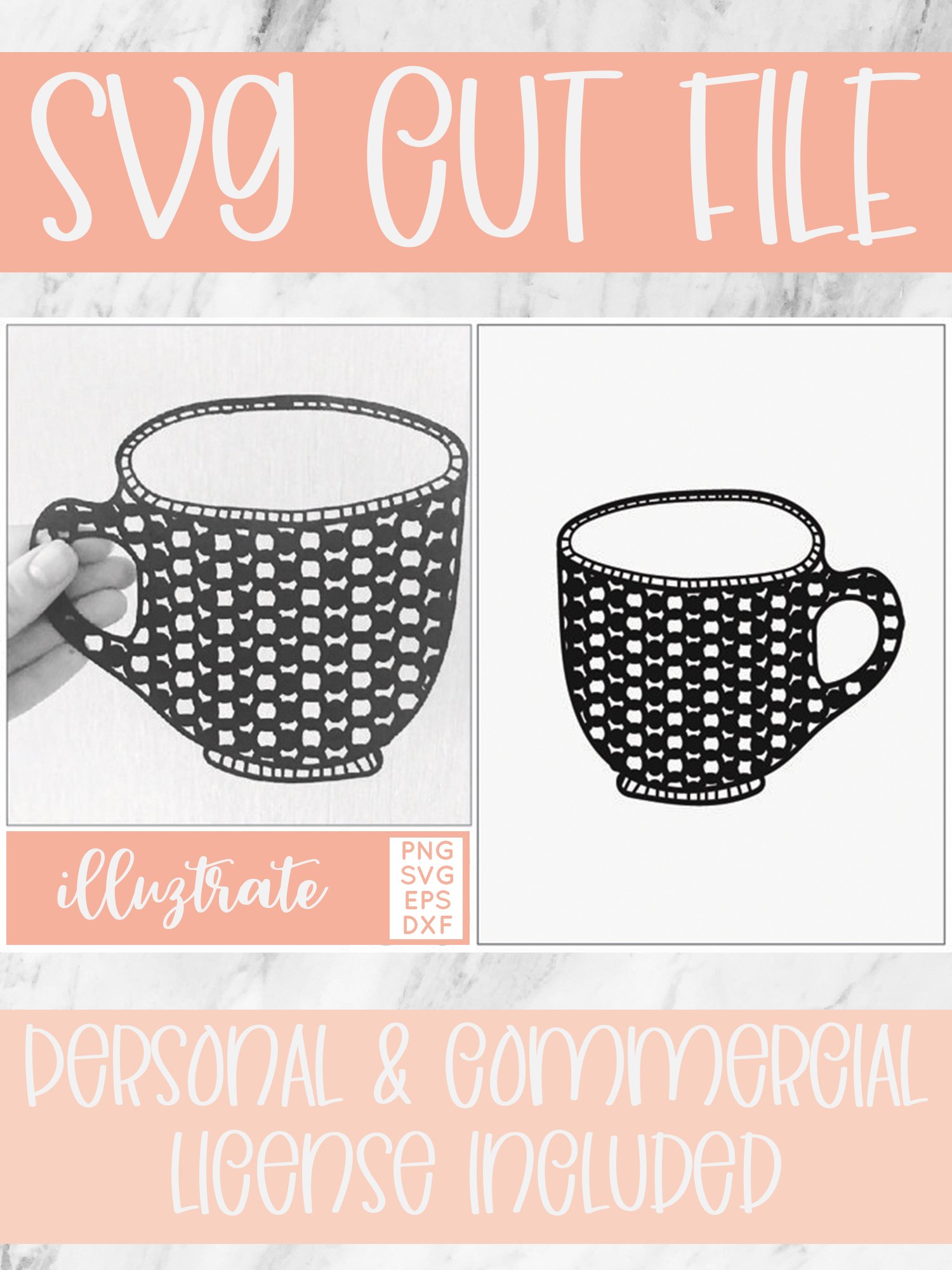 Tea Cup SVG Cut File | Tea Cup Paper Cutting