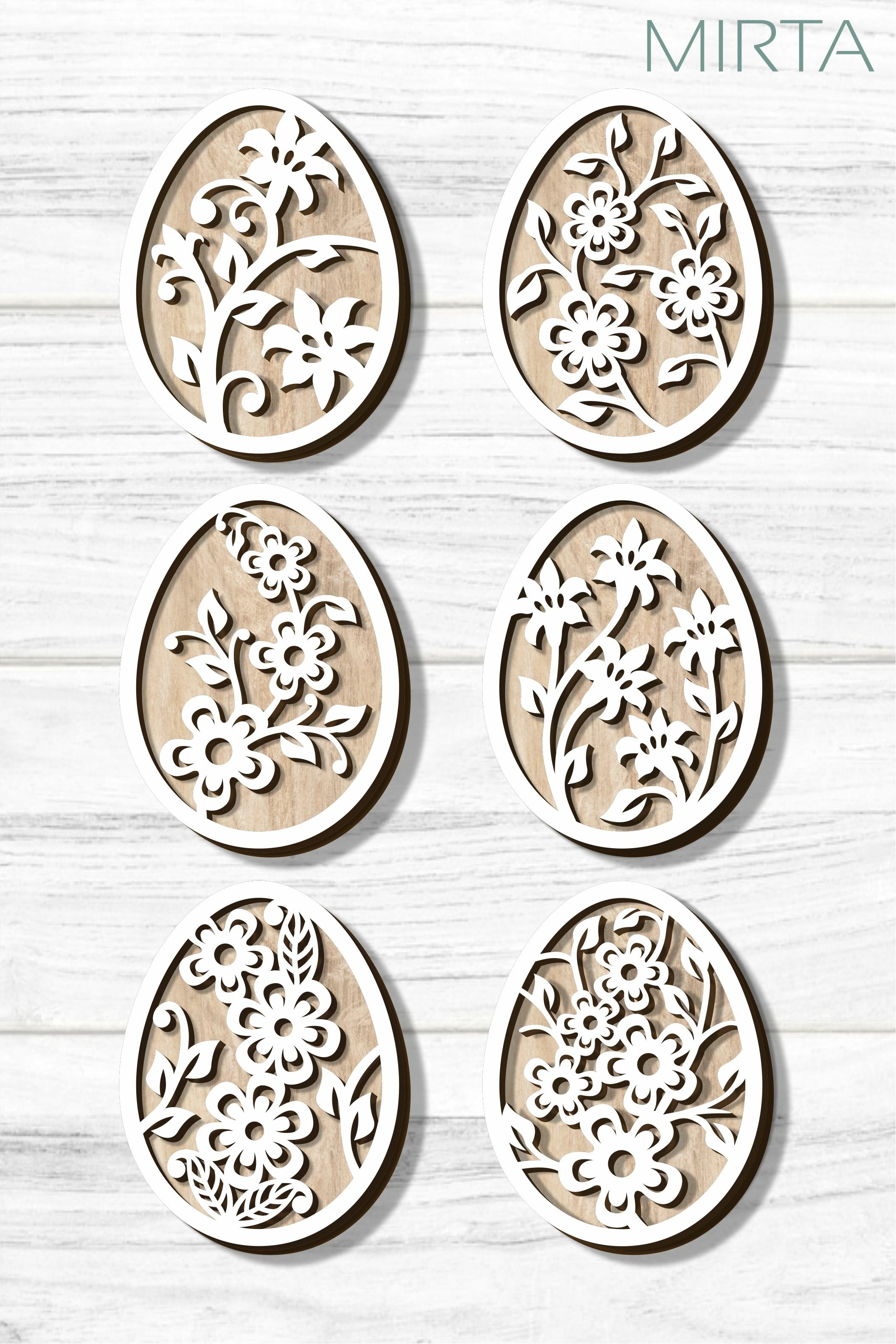 floral easter egg set of 6 designs