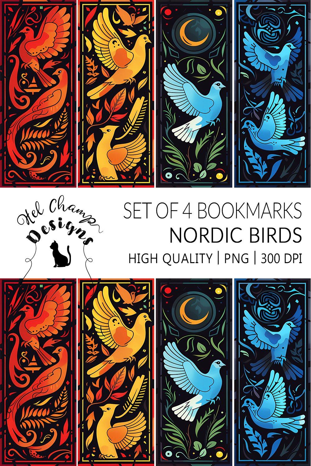 Bookmarks nordic art birds and princesses sublimation